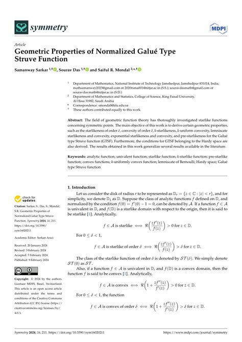 pdf geometric properties of normalized galué type struve function