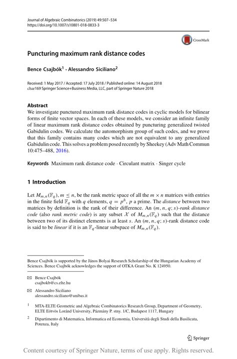 puncturing maximum rank distance codes request pdf