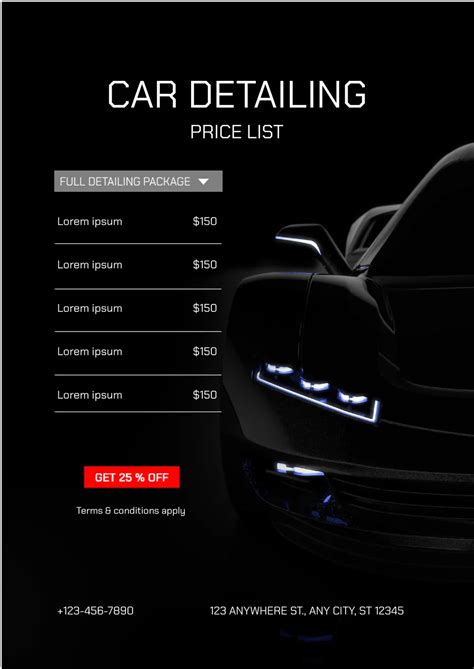 Gratuita Plantilla De Lista De Precios De Detallado De Autos Para