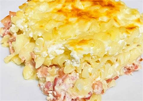 Csőben sült sonkás baconos rakott tészta Szilvi receptje Cookpad