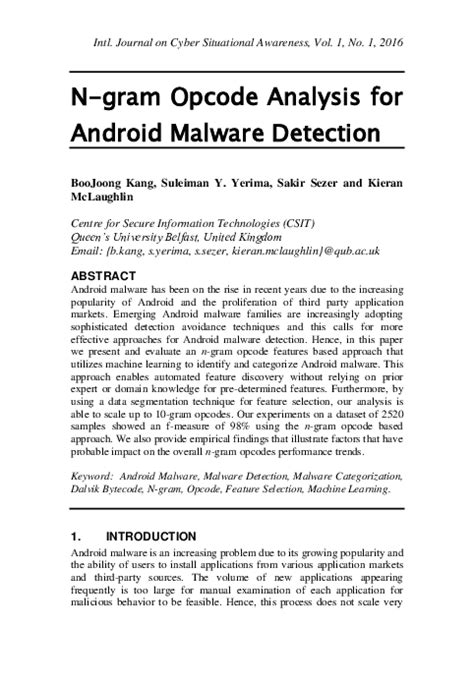 pdf n gram opcode analysis for android malware detection suleiman y yerima