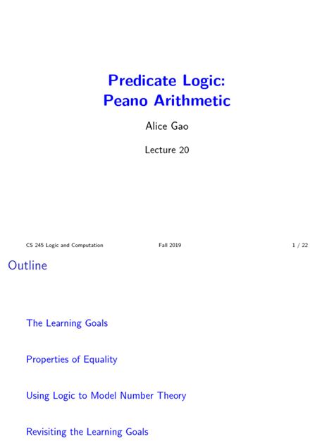 lec20 peano arithmetic nosol pdf mathematical logic first order logic