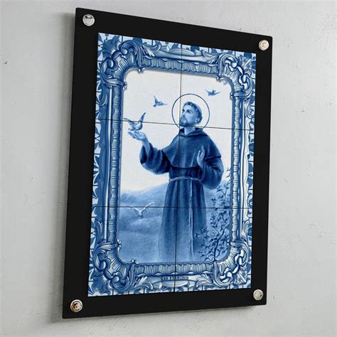 Quadro Decorativo Imagem de São Francisco de Assis em Azulejo