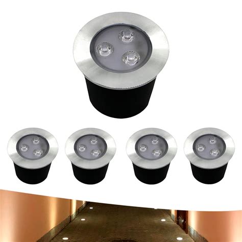 Kit 5 Balizador Spot Led Embutir Chão Piso Jardim 3w Quente Submarino