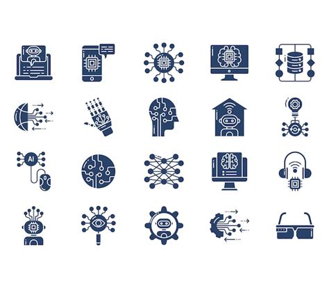 Conjunto De Iconos De Vector De Inteligencia Artificial Vector Premium
