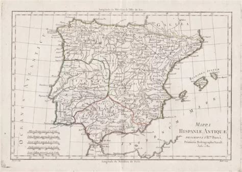 Espa A Spain Spagna Espagne Portugal Mappa Mapa Bonne Grabado Eur