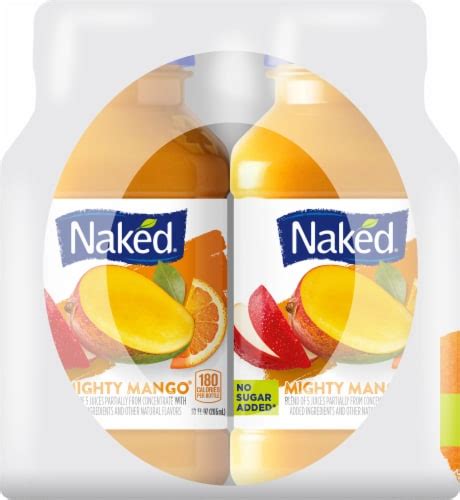 Naked Juice 100 Juice Fruit Smoothie Mighty Mango 4 Count 4 Bottles