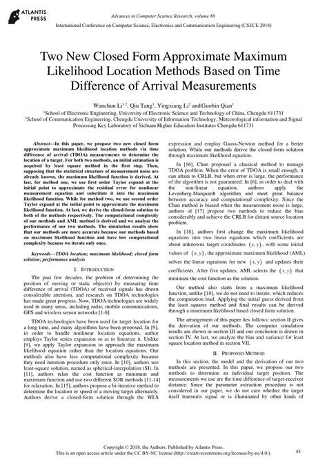 pdf two new closed form approximate maximum likelihood location methods based on time