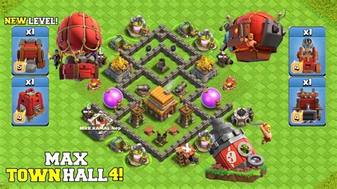 Max Town Hall 4 VS All 1 Max Seige Machine Th4 Max Base Vs All Max