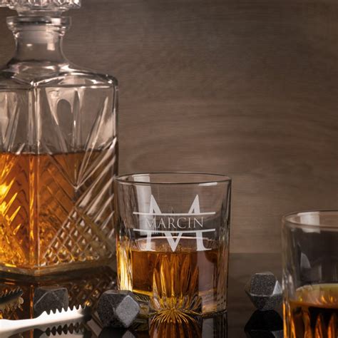 Karafka kryształowa do whisky z 6 szklankami zestaw z grawerem dla pary
