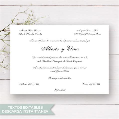 invitación de boda Clásica imprimible Plantilla PDF para crear tus