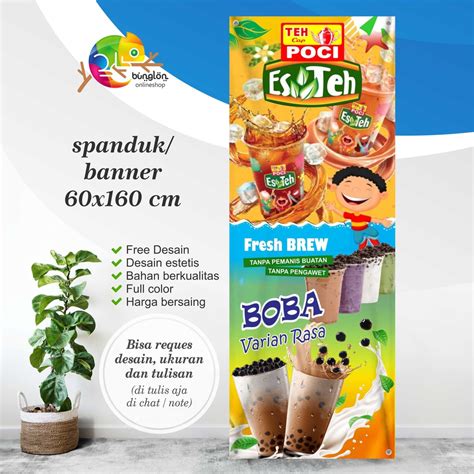 Jual Size 60x160 Spanduk Banner Teh Poci Es Boba Dll Shopee Indonesia