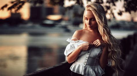 Tapety twarz Kobiet na zewnątrz kobiety Model portret blond