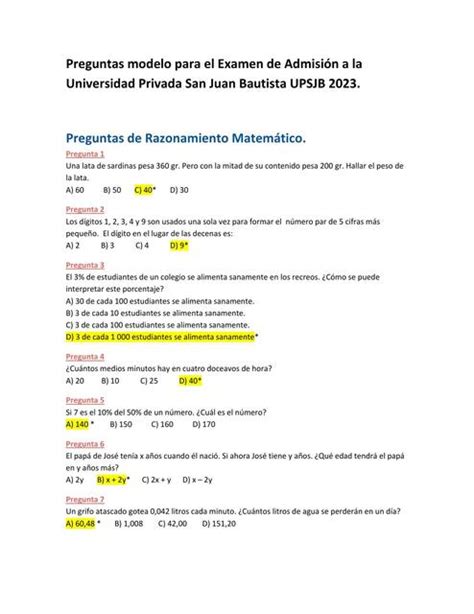 Examen de Admisión San Juan Bautista Resuelto Expertos en Exámenes