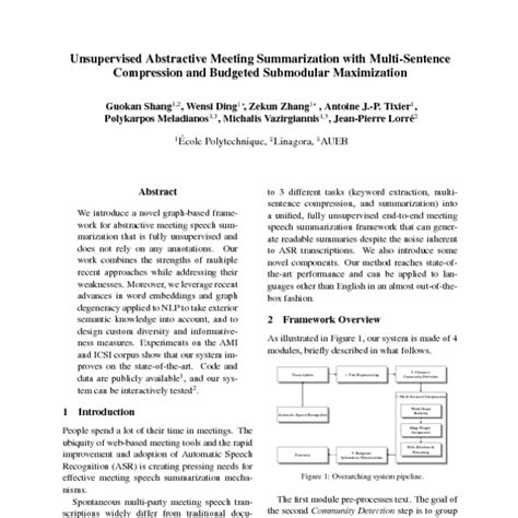 unsupervised abstractive meeting summarization with multi sentence compression and budgeted