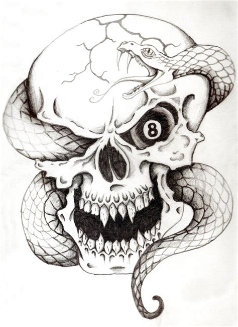 Skull And Snake Tattoo Skulls Drawing Skull Tattoo Snake Tattoo Design