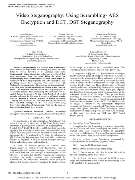 video steganography using scrambling aes encryption and dct dst steganography pdf public