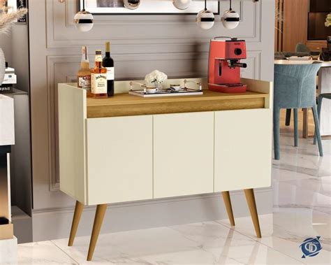 Aparador Buffet Cantinho do café Junior Prime 3 Portas Cores JM Casa