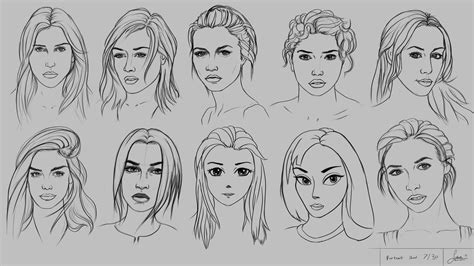 Artstation Drawing 10 Portraits Using 10 Different Methods And Styles Sheet 730