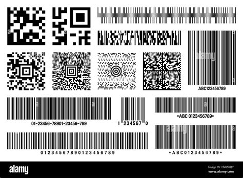 Set Of Product Barcodes And Qr Codes Identification Tracking Code