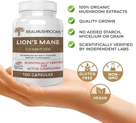 Real Mushrooms Lions Mane Capsules Organic Lions Mane Mushroom