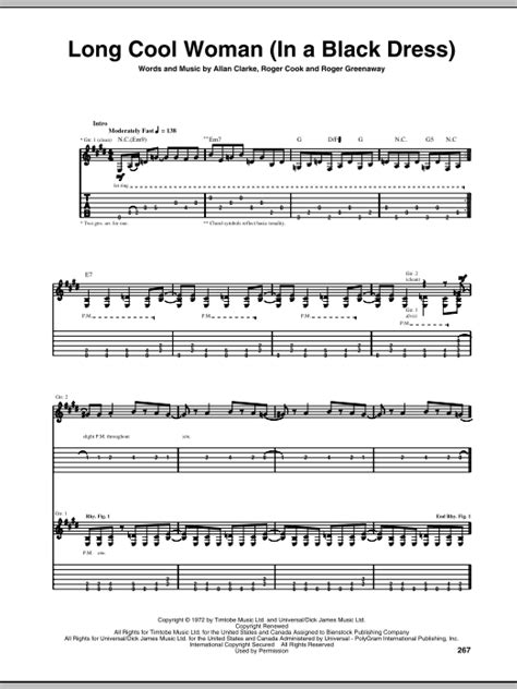 Long Cool Woman In A Black Dress By The Hollies Guitar Tab Guitar