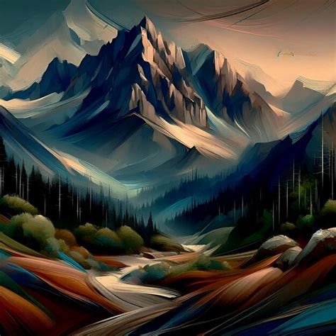 Premium Photo A Watercolor Mountainous Landscape A Fusion Born The