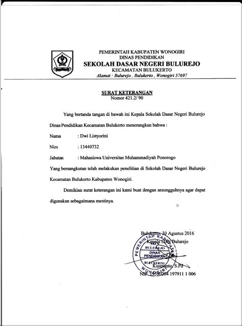 Contoh Surat Keterangan Penelitian Dari Sekolah Surat Keterangan