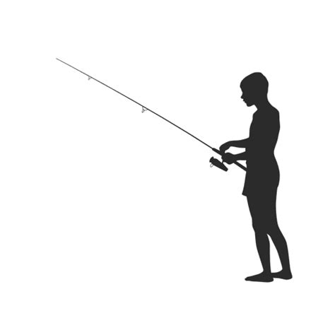 Silhouette Of Fisherman Fishing Transparent PNG SVG Vector File