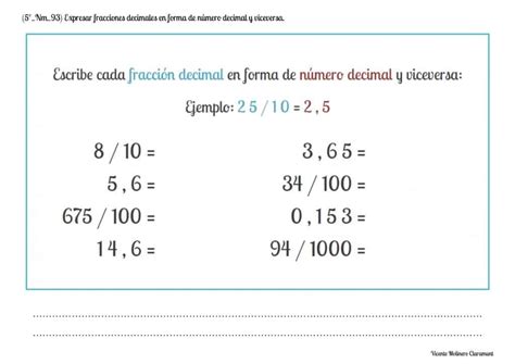 Fracciones Decimales 5º Educación Primaria
