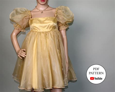Puff Sleeve Prom Dress Pdf Pattern Puff Sleeve Dress Digital Etsy