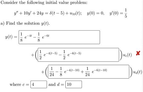 Solved Consider The Following Initial Value Problem Chegg