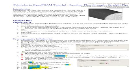 pointwise to openfoam tutorial laminar flow through a straight [pdf document]
