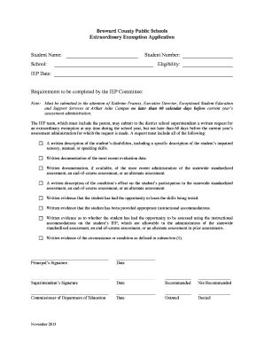 Fillable Online Broward K12 Fl TAP Extraordinary Exemption
