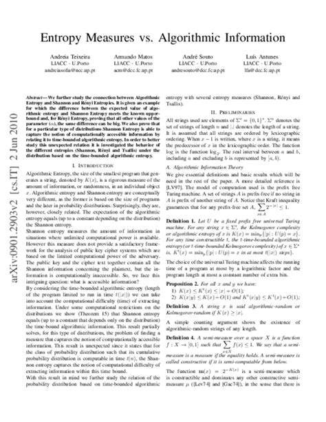 pdf entropy measures vs algorithmic information andreia teixeira