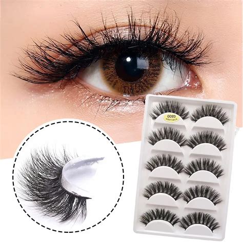 5 Pairs 1 Box Mink Eyelashes Natural Long 3d Mink Lashes Hand Made