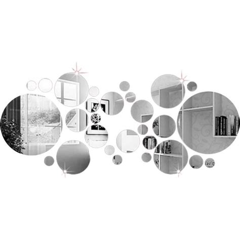 Carreau Miroir Mural Cercle Carreau De Miroir Couleur D Argent Cercle