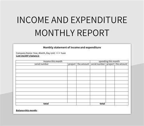 Monthly Income And Expenditure Report Excel Template And Google Sheets