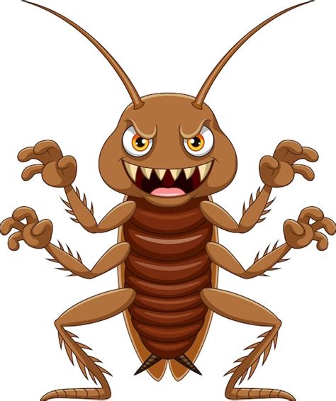 Cucaracha Aterradora De Dibujos Animados Sobre Fondo Blanco Vector