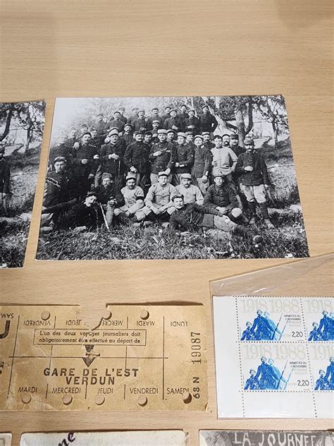 Lot 10 Cartes Postales Photos Timbre Ticket Train WW1 1914 1918 Grande