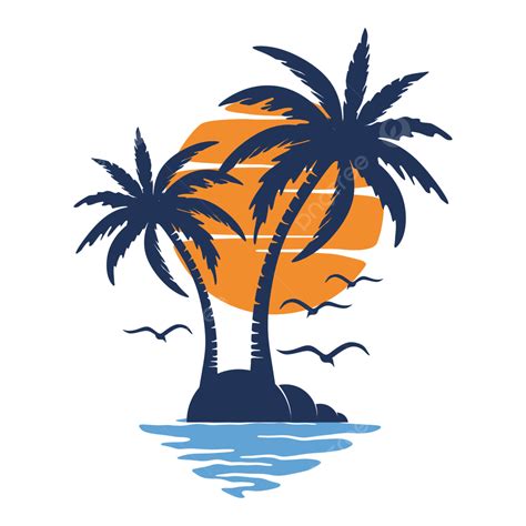 Sunset Logo Inspiration Design Beach Palm Trees And Concept Sunset