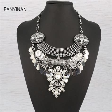 Brand Design Bohemian Coin Fashion Crystal Short Statements Necklaces