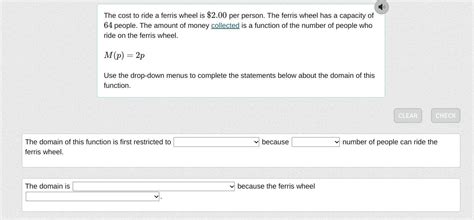 The Cost To Ride A Ferris Wheel Is 2 00 Per Person The Ferris Wheel