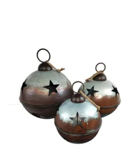 Jumbo Extra Large Galvanized Metal Set Of Large Jingle Bell Christmas