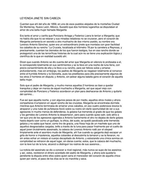Leyenda Jinete Sin Cabeza Leyenda Jinete Sin Cabeza Cuentan Que Ah