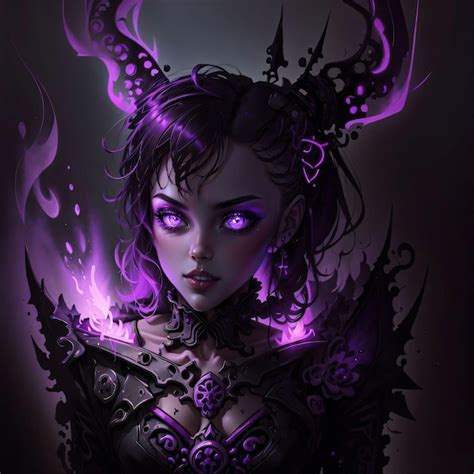 Premium AI Image Dark Gothic Purple Punk Female Demon With Purple Steam