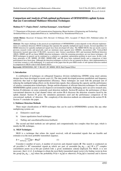 pdf comparison and analysis of sub optimal performance of ofdm sdma uplink system that use