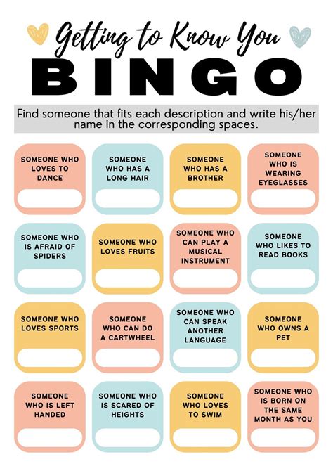 Work Bingo Workplace Get To Know You Game Employee Work Game
