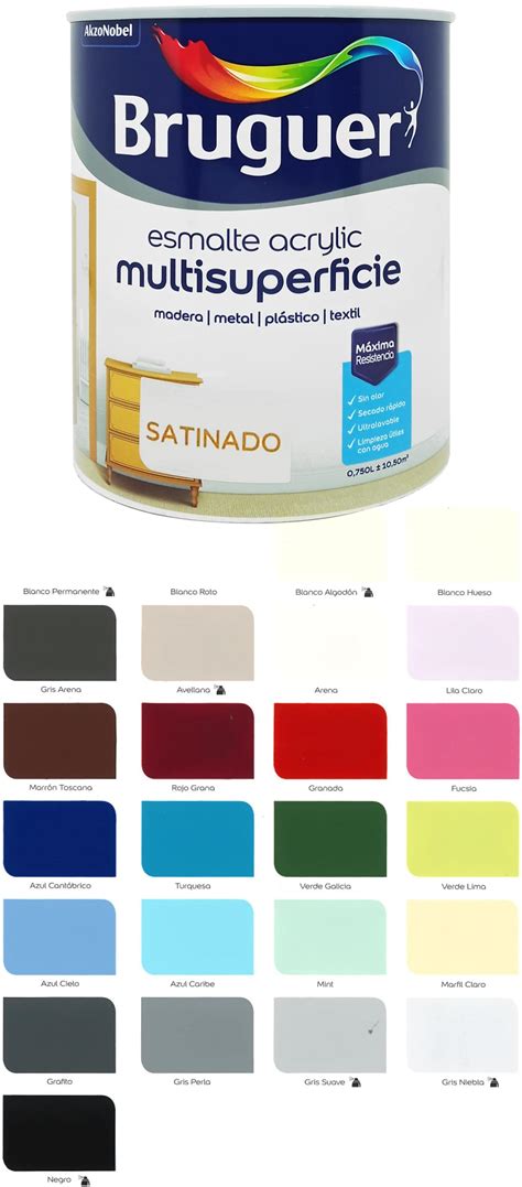 Bruguer Acrylic Satinado Carta De Colores Esmalte Al Agua