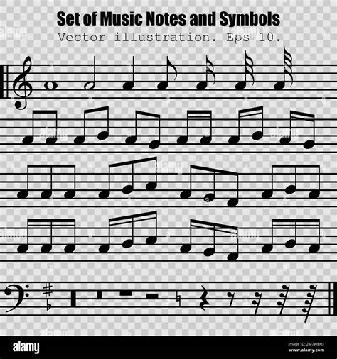 Set Of Many Various Black Notes And Symbols Collection Musical Symbol